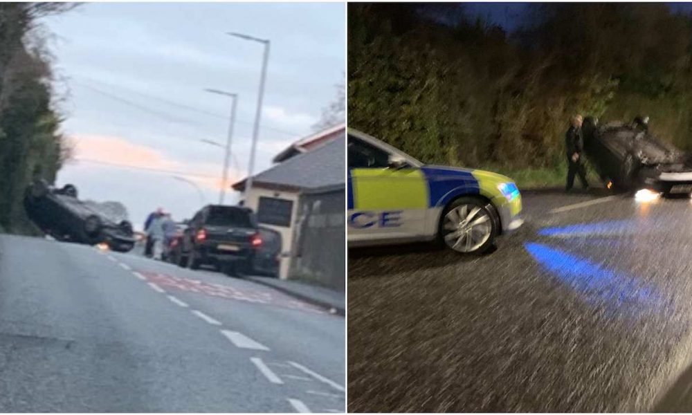 Diversions in place after car ends on roof after accident at Loughgall ...